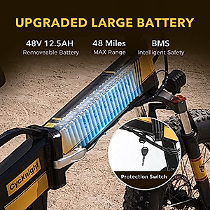CYCROWN Cycknight Electric Bike Adults with 750W Motor, 48V 12.5AH Removable Battery, 20" x 4.0 Fat Tire Foldable Electric Bicycle, Dual Shock Absorber E-Bike for Snow Beach Mountain, Shimano 7-Speed