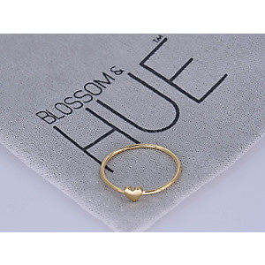 BLOSSOM & HUE Minimalist Ring for Women [Size 6] Teens & Girls [18K Gold Plated on .925 Sterling Silver] - Dainty Love/Heart Band [Hypoallergenic]