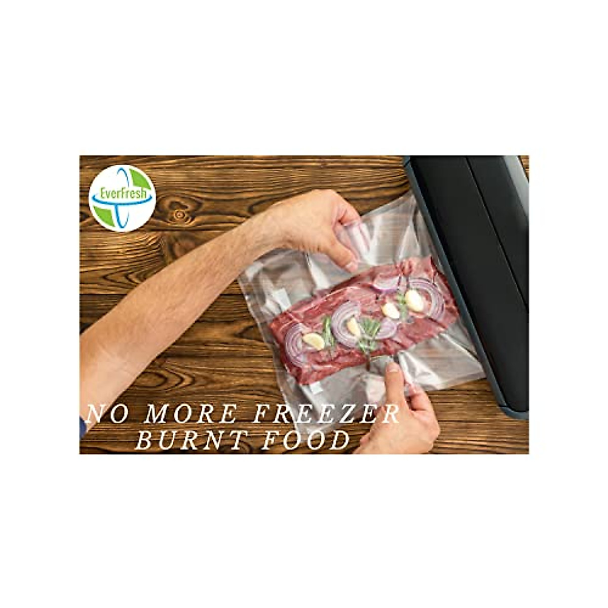 EverFresh 4 x 11" x 25' (Total 100 feet) Vacuum Sealer Rolls-Vacuum Sealer Bags-Vacuum Sealer Machine-Food Sealer Bag-Rolls Compatible with FoodSaver Machines-Sous Vide Bags-Freezer Bags-4 Pack-BPA Free Food Bags-15% thicker embossing than leading supplie