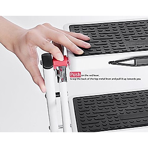 Delxo Step Stool Folding 2 Step Ladder Heavy Duty Steel Sturdy Wide Pedal Lightweight Anti-Slip Portable & Collapsible Two Stool Ladder Kitchen Closet 2 Step Stools for Adults White Stepladder