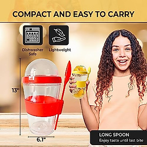 Minial Wave Pack of 4 Yogurt Parfait Cups with Lids and Spoon - Portable and Reusable - Ideal for Breakfast, Snacks, and On-the-Go crunch cup - Versatile Set of Overnight Oats Containers with Lids
