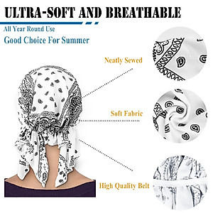 ELLEWIN Headwear 3 Pack Soft Head Scarf Wrap Slouchy Beanie Skull Cover Hat Cap Pre Tied Bandana Hair Loss for Women Girls