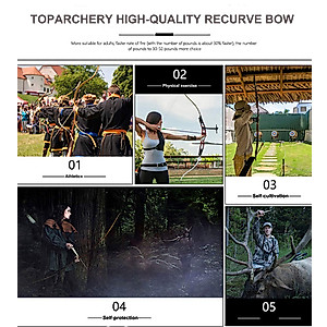 Toparchery Archery Takedown Recurve Bow Hunting Long Bow Set Alloy Riser - Right Hand Black - Draw Weight 30lbs 40lbs - with Arrow Sight, Arrow Brush