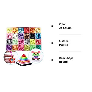 Funcool Beads Toy Fusible Beads Refill, 24 Colors Water Spray Beads Set Compatible with Beados Art Crafts Toys for Kids Over 3000 Classic and Jewel Beads
