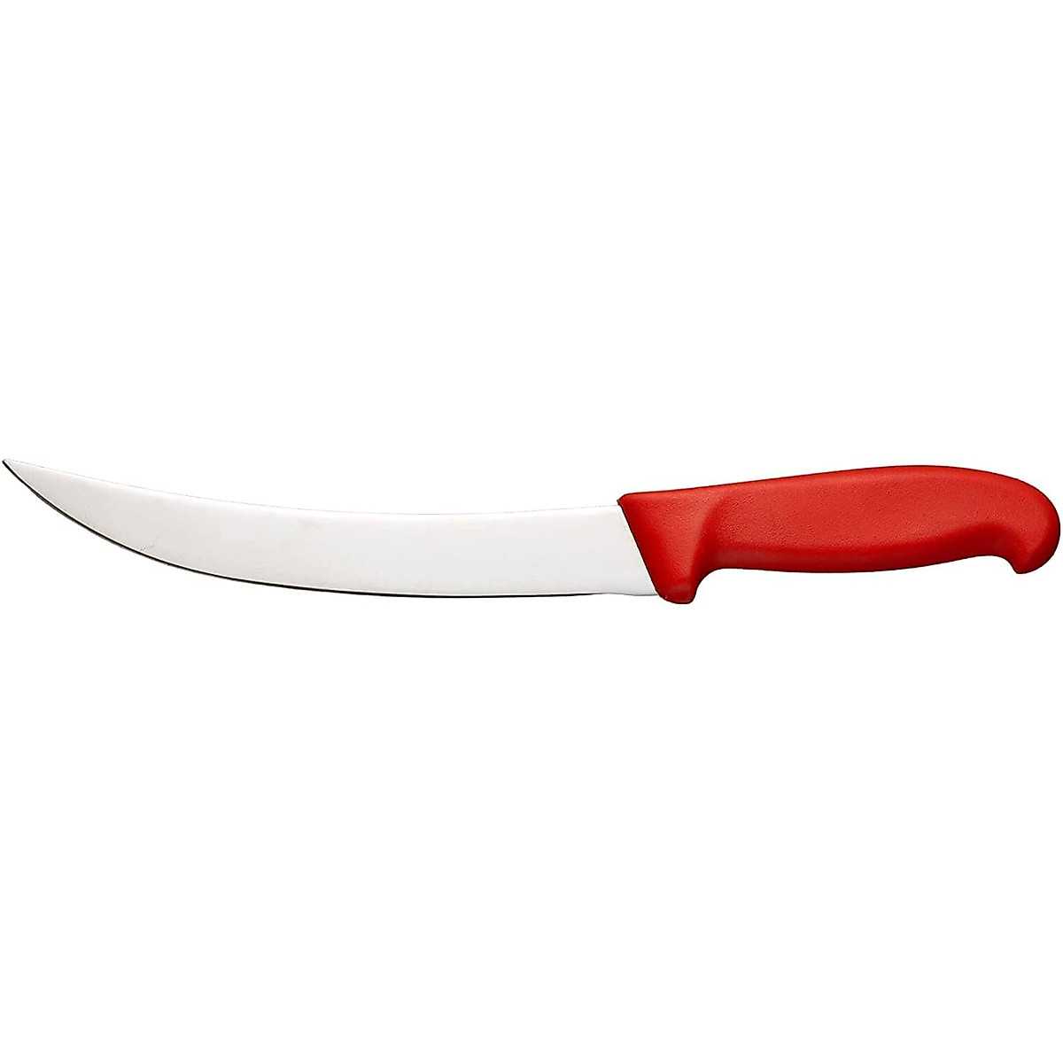 8” Red Breaking & Butcher Knife, Curved - Razor Sharp Blade - Cozzini Cutlery Imports