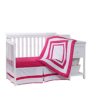 Baby Doll Bedding Modern Hotel Style 3Piece Crib Bedding Set, Hot Pink