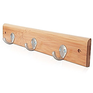 ToiletTree Products Bamboo Stainless Steel Wall Towel Hooks