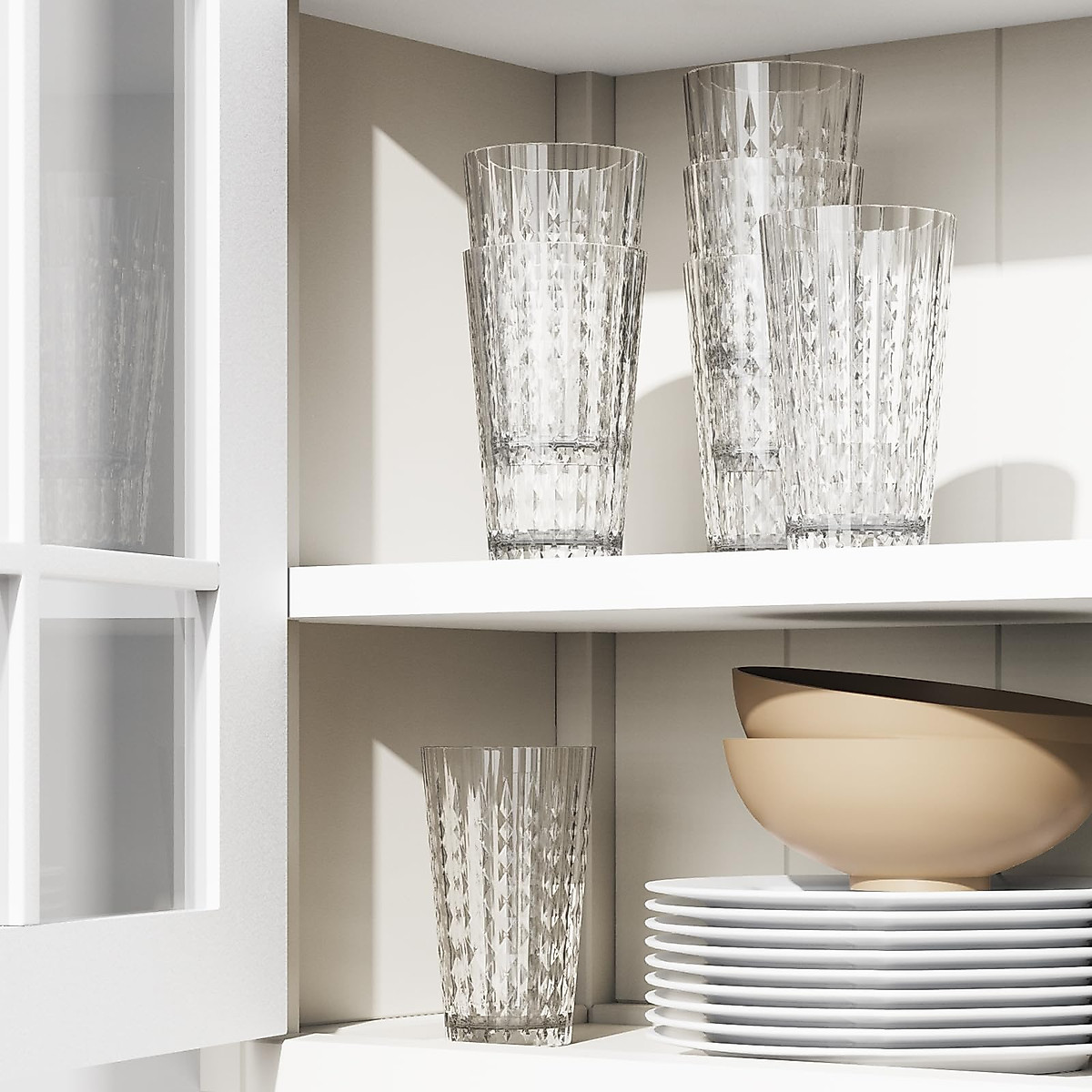 BELLAFORTE Shatterproof Acrylic Tall Tumbler, Set of 4, 19oz - Bondi Beach Stackable Drinking Glasses - Unbreakable Plastic Drinking Glasses for Party, Gifting - BPA Free - Dishwasher Safe - Clear