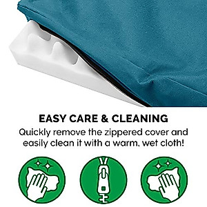 Furhaven Water-Resistant Orthopedic Dog Bed for Large Dogs w/ Removable Washable Cover, For Dogs Up to 95 lbs - Indoor/Outdoor Logo Print Oxford Polycanvas Mattress - Deep Lagoon, Jumbo/XL