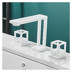 IPDBLBYL Art Design Bathroom Faucet Cold and Hot Deck Mounted Tap All Brass Dual Handles Basin Tap Bathtub Faucet (Color : Black)