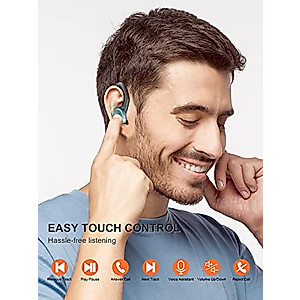 Coucur Wireless Earbuds, Bluetooth 5.1 Sport Headphones in Ear with Detachable Earhooks, Bluetooth Earbuds with Immersive Sound, Wireless Earphones with Noise Cancelling Mic, IP7 Waterproof Headset