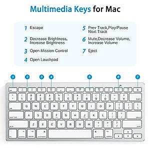 OMOTON Compact Wireless Bluetooth Keyboard for MacBook, iMac, Mac Mini - Compatible with Apple Laptops and Desktops