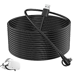 COSOOS 16.4ft/5m Long Link Cable for Quest 3/2/Pro/1, Pico4, VR Headset & Gaming PC, Fast Charging & Computer Data Transfer 90 Degree Type C to A USB 3.2 Gen1 Cable