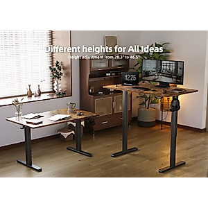 YDN Electric Standing Desk, Adjustable Height Stand up Desk, 48x24 Inches Sit Stand Home Office Desk with Splice Board,Rustic Brown Top