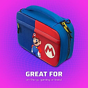 PDP Messenger Case with Removable Shoulder Strap - Holds 14 Games & Console - Compatible with Nintendo Switch/ Lite/ OLED - Power Pose Mario
