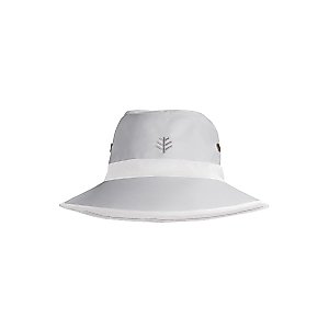 Coolibar UPF 50+ Men's Women's Matchplay Golf Hat - Sun Protective (Large/X-Large- Silver/White)