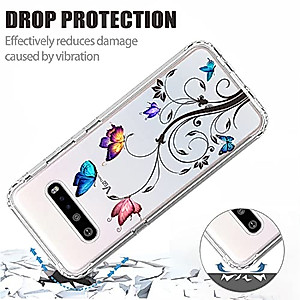 Ueokeird Case for LG V60 ThinQ 5G Case/LG V60/LM-V600 Case with Tempered-Glass Screen Protector, Cute Clear Butterfly Pattern Full Body Protective Phone Cover Cases for LG V60 ThinQ (Butterfly Tree)