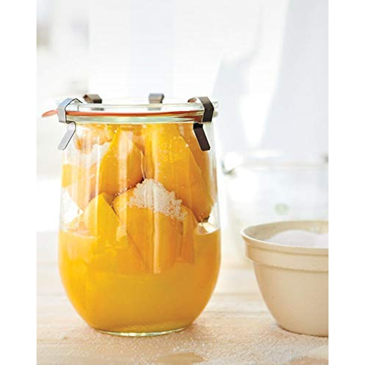 Weck Tulip Jars 1 Liter - Large Sour Dough Starter Jars with Wide Mouth - Suitable for Canning and Storage - 2 with Glass Lids