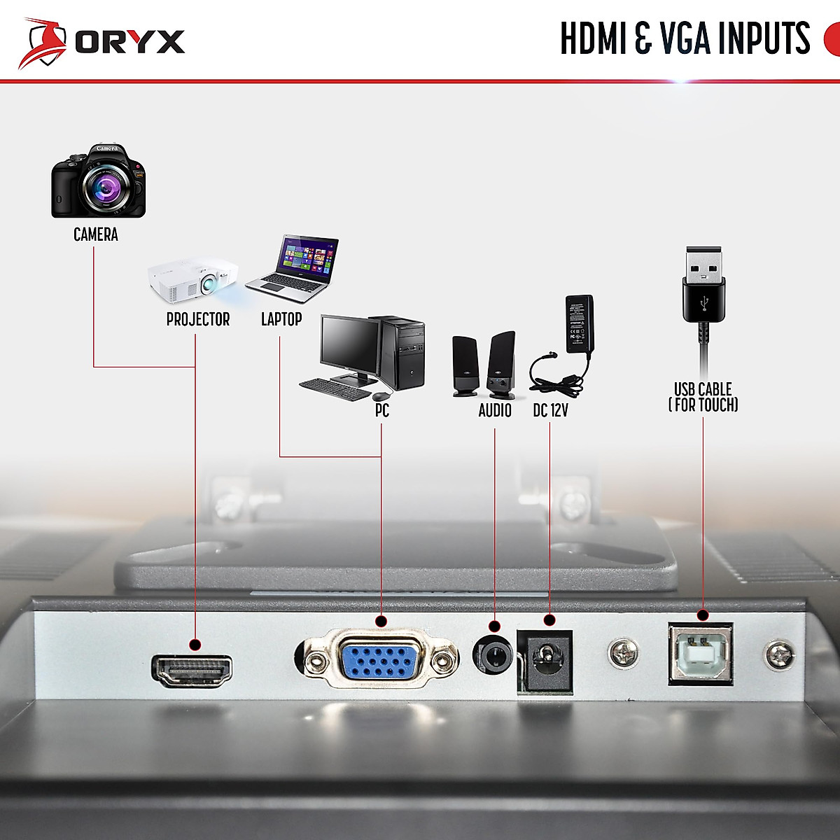 ORYX 17-inch Capacitive LED Multitouch Screen POS Monitor - Waterproof True Flat Seamless Design - USB Port, VGA & HDMI Input - Home, Office, Retail, Restaurant, Gym, Bar [No Driver Required]