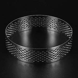 Bzocio 12 Pack Stainless Steel Tart Rings 3 in,Perforated Fruit Pie Quiches Cake Mousse Ring,Cake Ring Mold,Round Cake Baking Tools,Kitchen Baking Mould,Cake Rings for Baking 8cm.
