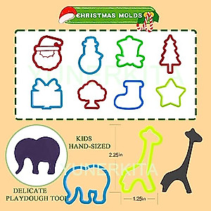 Dough Tools Set for Kids - 42PCS Playdough Toys Accessories with Stamps Cutter Scissor Rolling Pin and Storage Box, Party Favors Set for Age 2-8