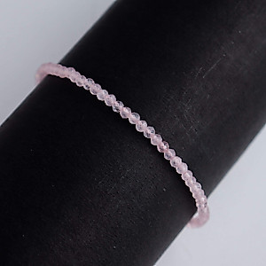 OdrillionGems Natural Rose Quartz Gemstones Bolo Bracelet, Micro-Faceted Beads, Healing Crystals, 925 Sterling Silver, Handmade, Birthstones, Adjustable Slider, Women Jewelry, Valentine Gifts, 10"