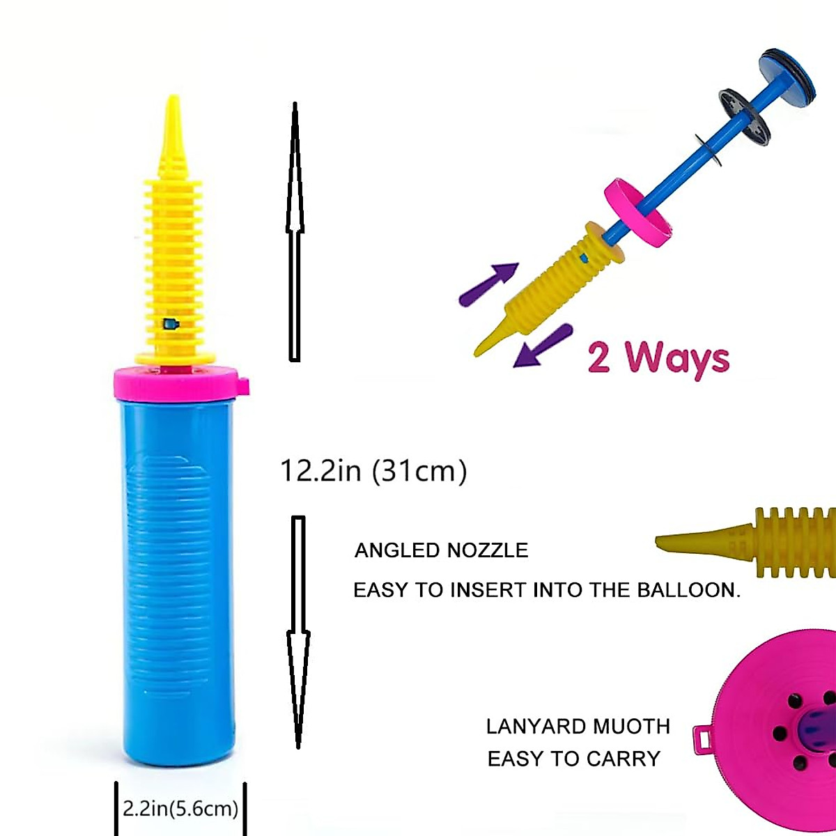 Balloon Pump Hand Held Two-Way Dual Action -Balloon Inflator Pump -Air Pump for Balloons