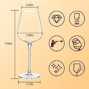 DOCKOMO Red Wine Glasses Set of 4, Hand Blown Crystal Bordeaux Lead-Free Clear Glass, Wedding, Anniversary, Birthday, Christmas Gift, 18 Ounce