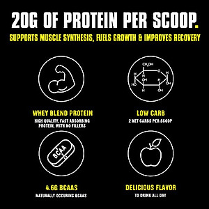 Animal 100% Whey Protein Powder – Whey Blend for Pre- or Post-Workout, Recovery or an Anytime Protein Boost– Low Sugar – Chocolate, 1.8 lb