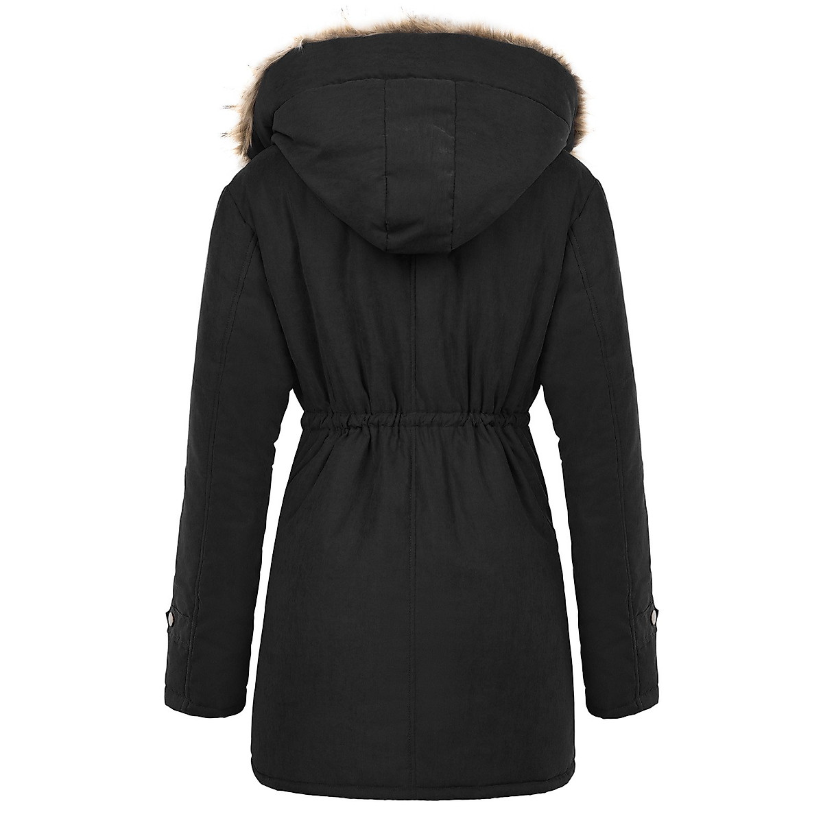 GRACE KARIN Long Winter Coat for Women Hooded Thicken Fleece Parkas Coat Faux Fur Jackets with Pockets 2XL Black