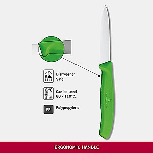 Victorinox 6.7636.L114 Swiss Classic Paring Knife for Cutting and Preparing Fruit and Vegetables Serrated Blade in Green, 3.1 inches