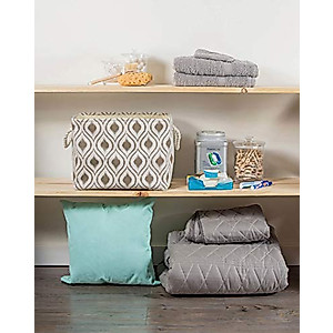 DII Polyester Container with Handles, Ikat Storage Bin, Large, Stone