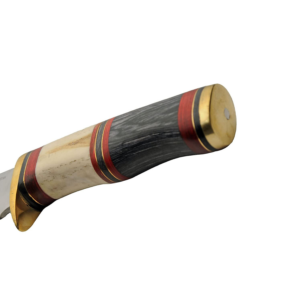 SZCO Supplies 203456 Bone and Wood Handled Outdoor Hunting Knife with Leather Sheath, 11.5" Length