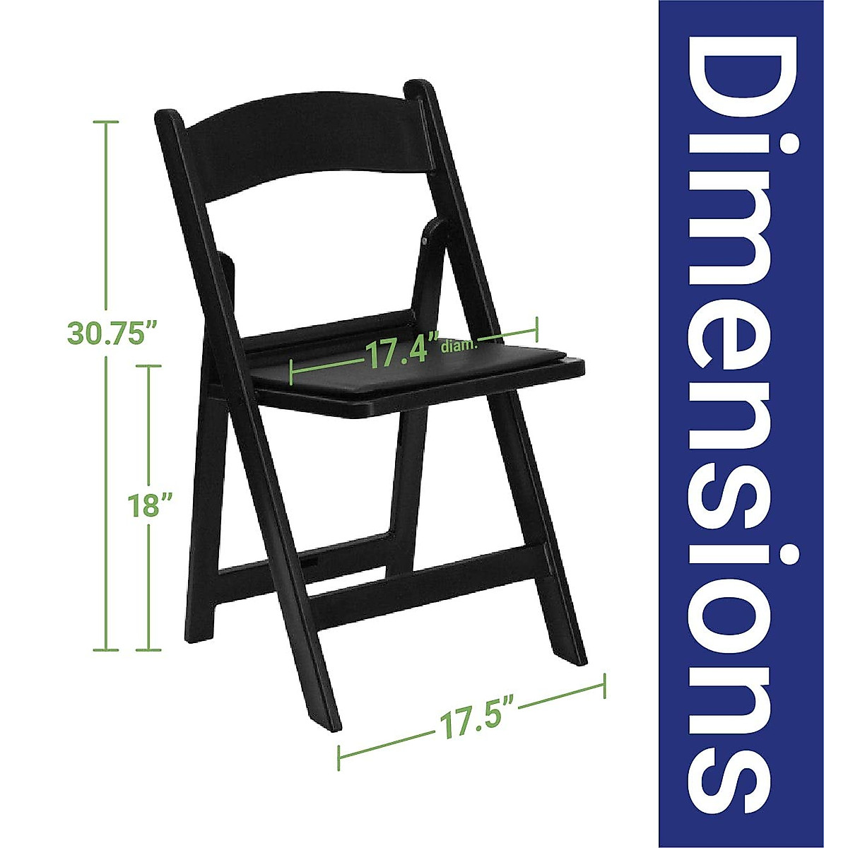 TentandTable Stackable Folding Chairs - Black Resin - Heavy Duty 300-Pound Capacity (8-Pack)