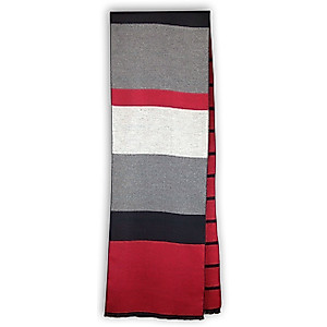 Livativ Bleu Nero Luxurious Winter Scarf for Men and Women – Large Selection of Unique Design Scarves – Super Soft Premium Cashmere Feel Red Black Grey Two-sided Stripes