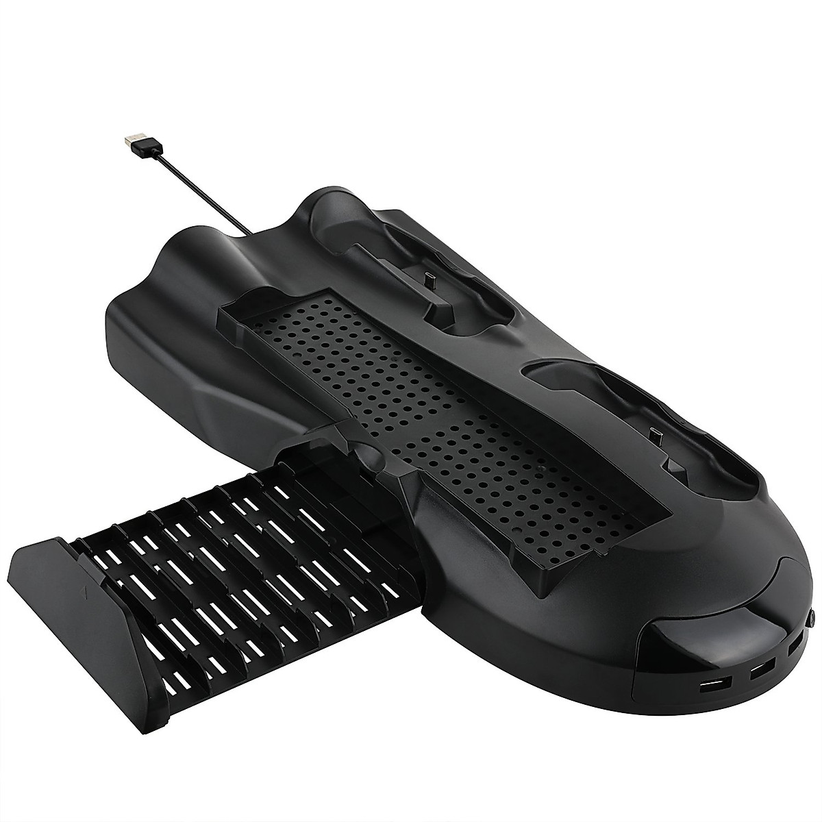 Puroma Vertical Stand Only for Xbox One X Cooling Fan with Controller Charger Charging Station Game Discs Storage and 3 USB Ports