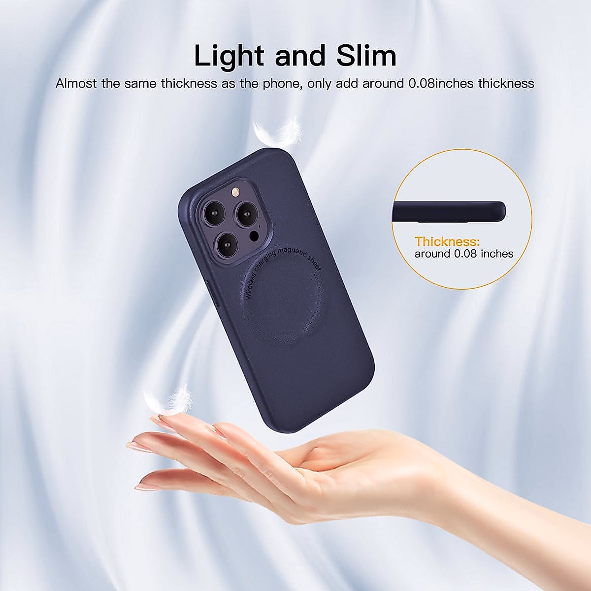 THMEIRA Compatible with iPhone 14 Pro Max Leather Case [ Compatible with MagSafe ] with Magnetic Wallet Card Holder [ PU Leather ] [ Slim Fit ] with Tempered Glass Screen Protector - Ink