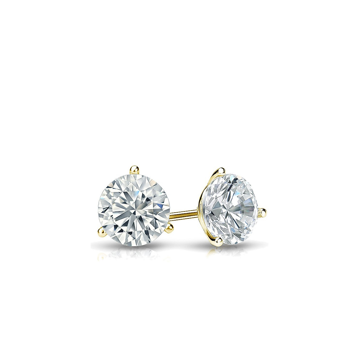 Diamond Wish 18k Yellow Gold Round Diamond Stud Earrings (1/6 carat TW, Good, SI1-SI2) 3-Prong Martini, Push-Back