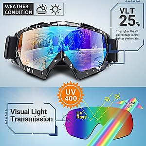 Braylin Adult Ski Goggles, 2-Pack Snowboard Goggles for Youth, Teens, Men & Women, Wide View Snowmobile Goggles