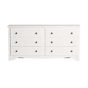 Sonoma 6 Drawer Double Dresser for Bedroom, White