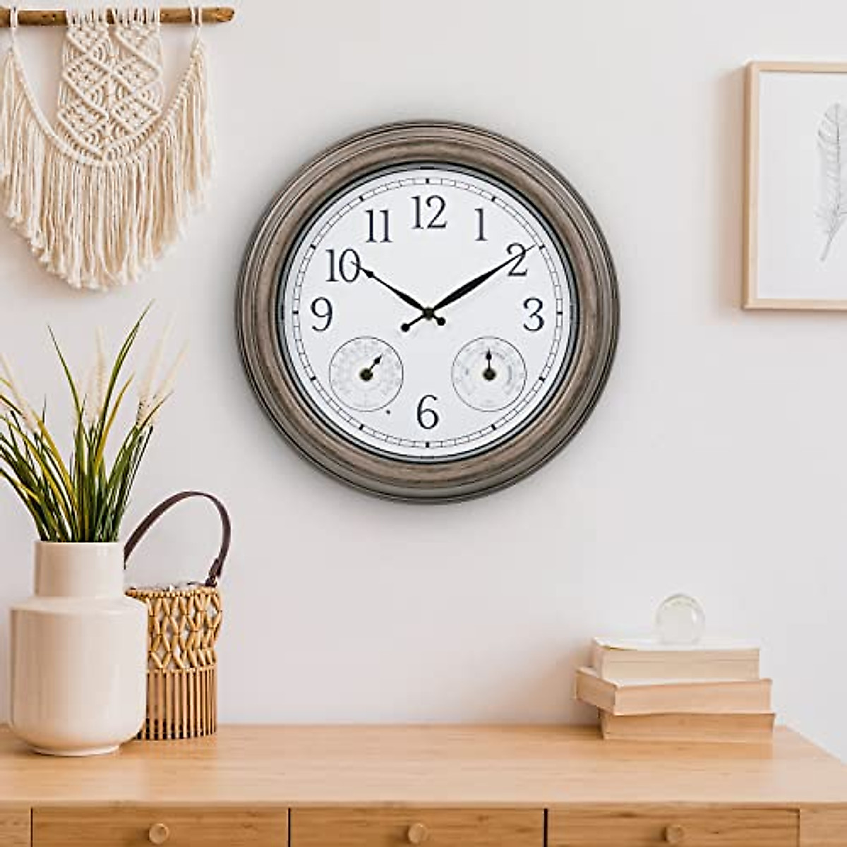 La Crosse Technology 435-3239-INT 15.5-Inch Lighted Leaf's Outdoor Analog Clock with Temp and Humidity