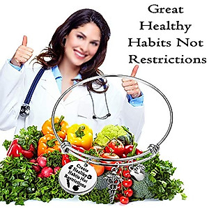 TGBJE Nutritionist Bracelet - Stainless Steel Strand with Healthy Charm - Dietitian Gift for Graduation or Just Because