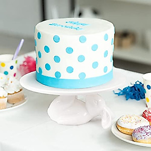 Eaezerav Cake Stand Bunny Candy Dish, White Ceramic Cupcake Plates for Cake, Snacks Cookies, Easter Bunny Decor Gift, Round Dessert Tray for Holiday Birthday Party Home Decorations (Large, 9.8Inch)