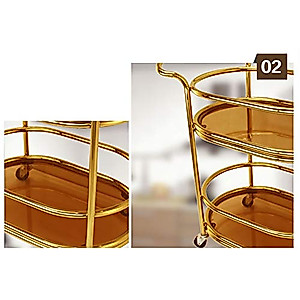 POCHY Multipurpose Catering Trolley Kitchen Trolley Cart Island Rolling Serving Carts Sleek Round Guard Rails 2 Tier Storage Cart Universal Wheels Commercial