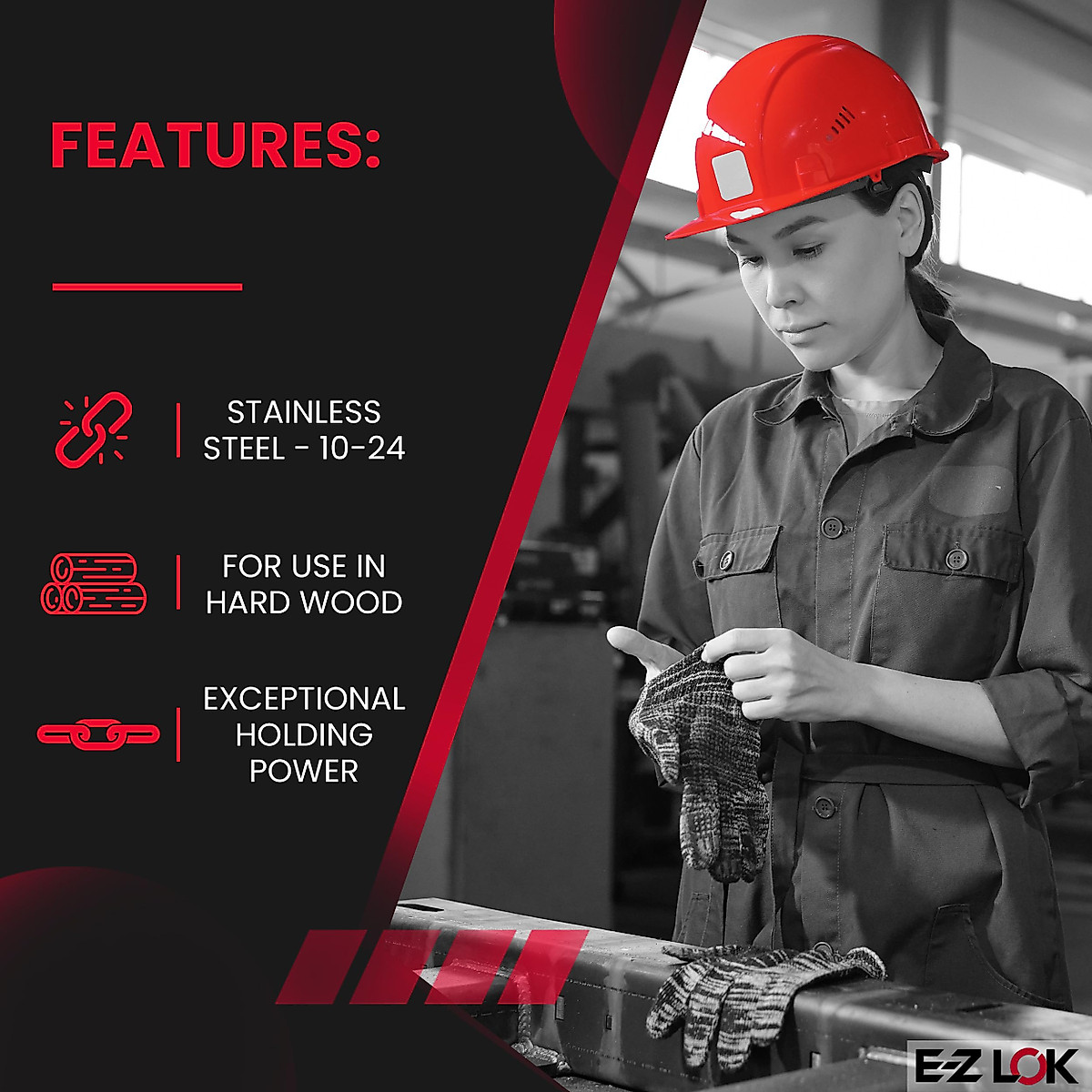 E-Z LOK 400-3-CR Threaded Inserts for Wood, Installation Kit, Stainless Steel, Includes 10-24 Knife Thread Inserts (6), Drill, Installation Tool