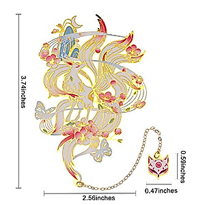 BLBMH Kitsune Cute Metal Bookmarks for Women Book Lovers Cool Anime Book Marks Unique Gifts Christmas Birthday -K4
