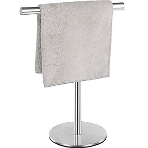 T-Shape Hand Towel Holder - Standing Hand Towel Rack for Bathroom or Kitchen Countertops, with SUS304 Stainless Steel Brushed Finish, Minimalist Style