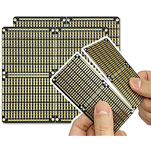 ElectroCookie PCB Prototype Board, Snappable Strip Board with Power Rails for Electronics Projects Compatible for DIY Arduino Soldering Projects, Gold-Plated, 3.8"x3.5" (2 Pack, Matte Black)