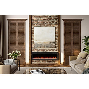 Bridgevine Home 60 inch Recessed and Wall Mounted Electric Fireplace - Modern Touch Screen Fireplace Insert with Adjustable Flame Color and Speed. Includes a Remote Control with Timer.