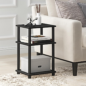 Furinno Just 3-Tier Turn-N-Tube End Table / Side Table / Night Stand / Bedside Table with Plastic Poles, 2-Pack, Americano/Black